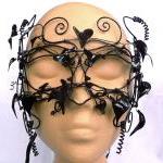 Gothic Vine Masquerade Mask, With Acrylic Leaves, Black, Handmade on Luulla