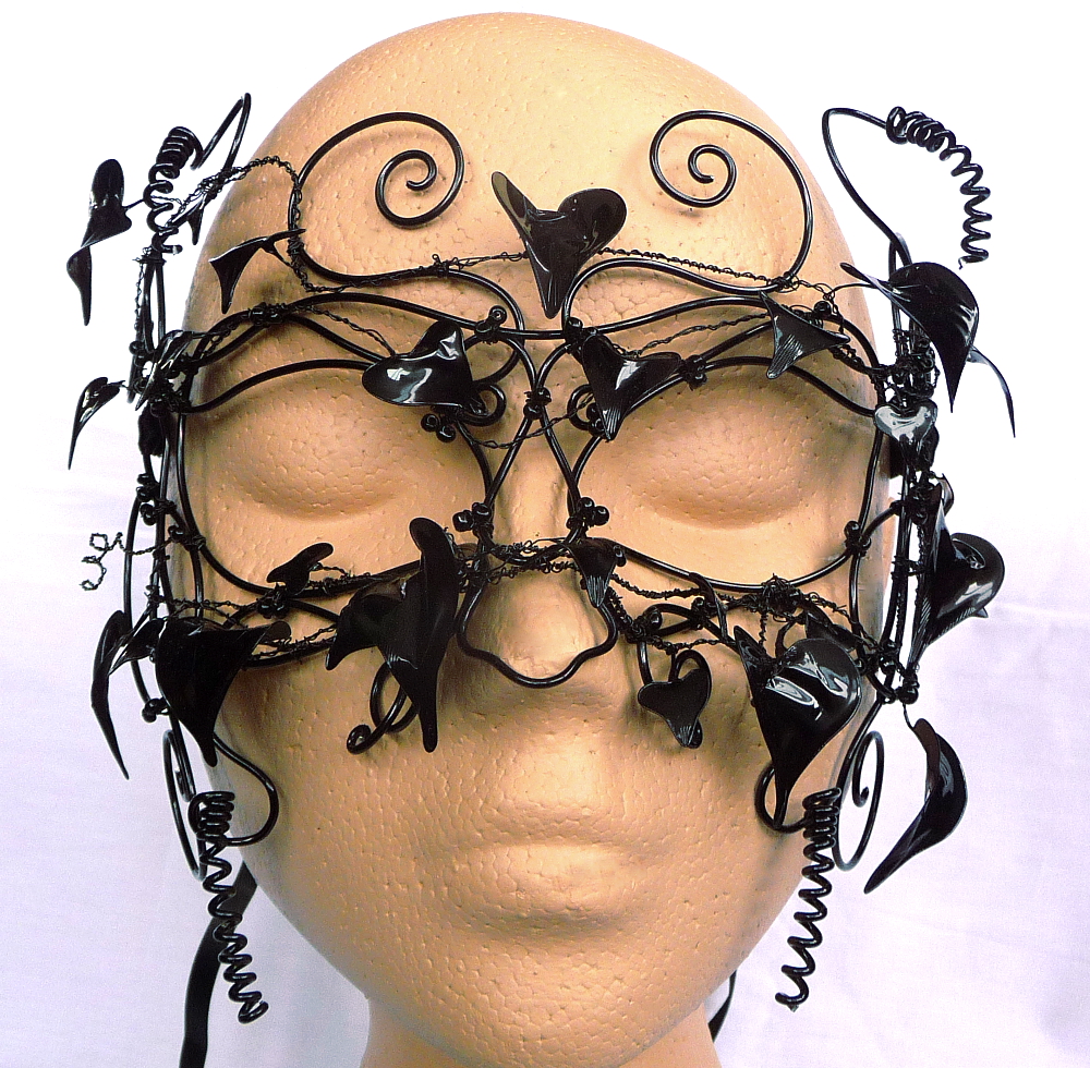 Gothic Vine Masquerade Mask, With Acrylic Leaves, Black, Handmade on Luulla