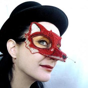 Red Fox Masquerade Mask, Handmade on Luulla