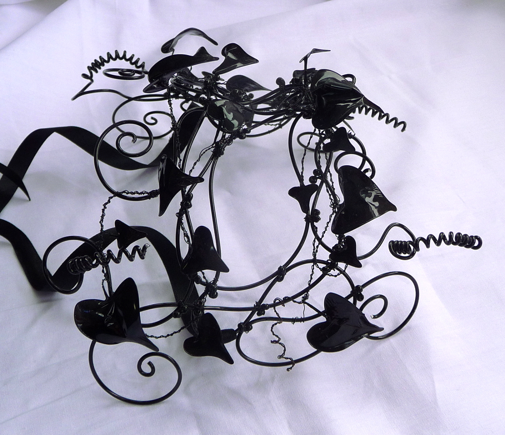 Gothic Vine Masquerade Mask, With Acrylic Leaves, Black, Handmade on Luulla